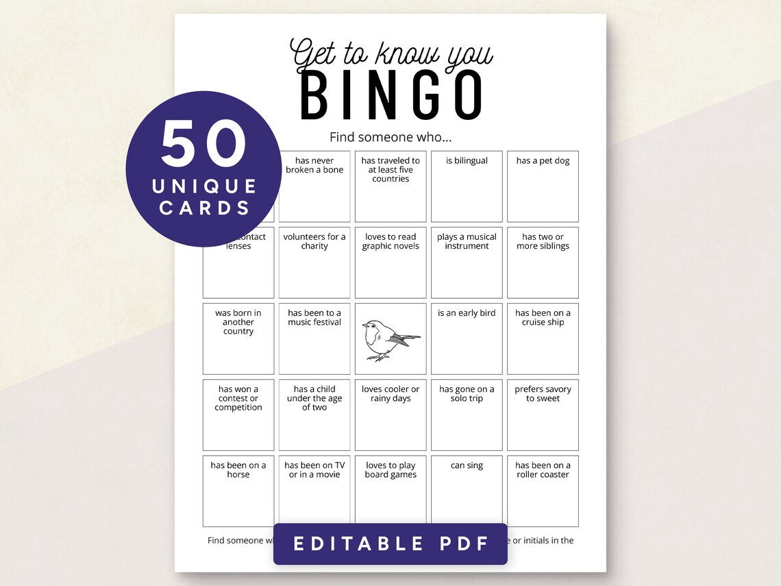 Editable Get to Know You Bingo, Find the Guest Bingo, Office Bingo ...