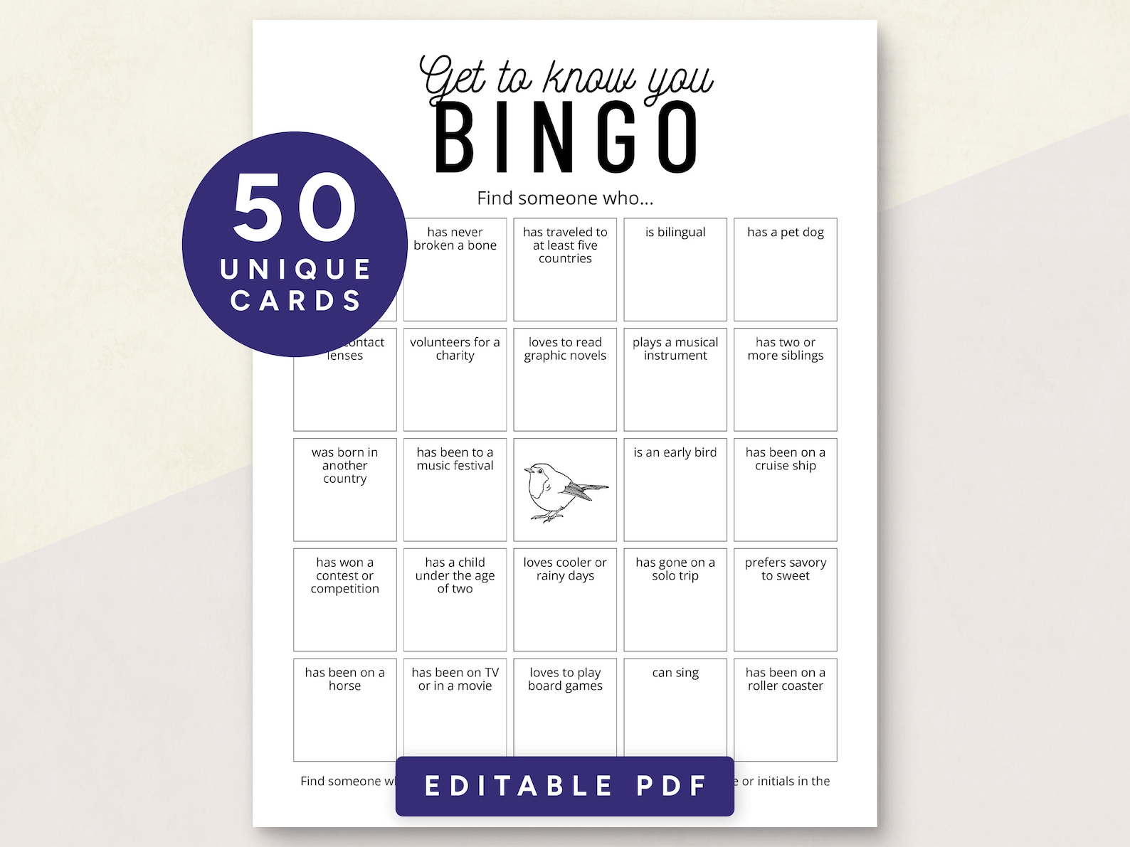 Editable Get to Know You Bingo, Find the Guest Bingo, Office Bingo ...