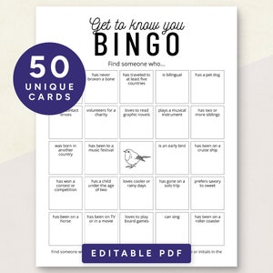 Editable Get to Know You Bingo, Find the Guest Bingo, Office Bingo ...