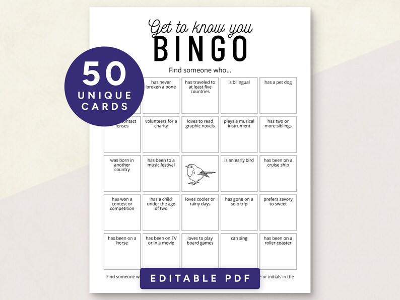 Editable Get to Know You Bingo, Find the Guest Bingo, Office Bingo ...