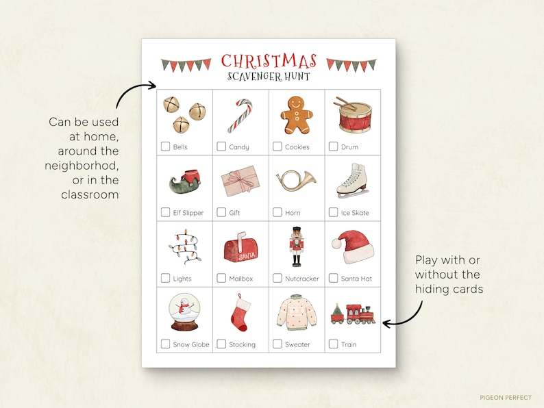Christmas Scavenger Hunt for Kids, Christmas Treasure Hunt for Indoors ...
