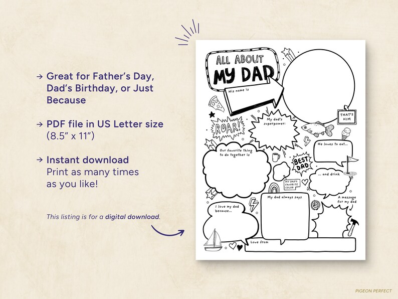 All About My Dad Printable, Superhero Father's Day Questionnaire ...