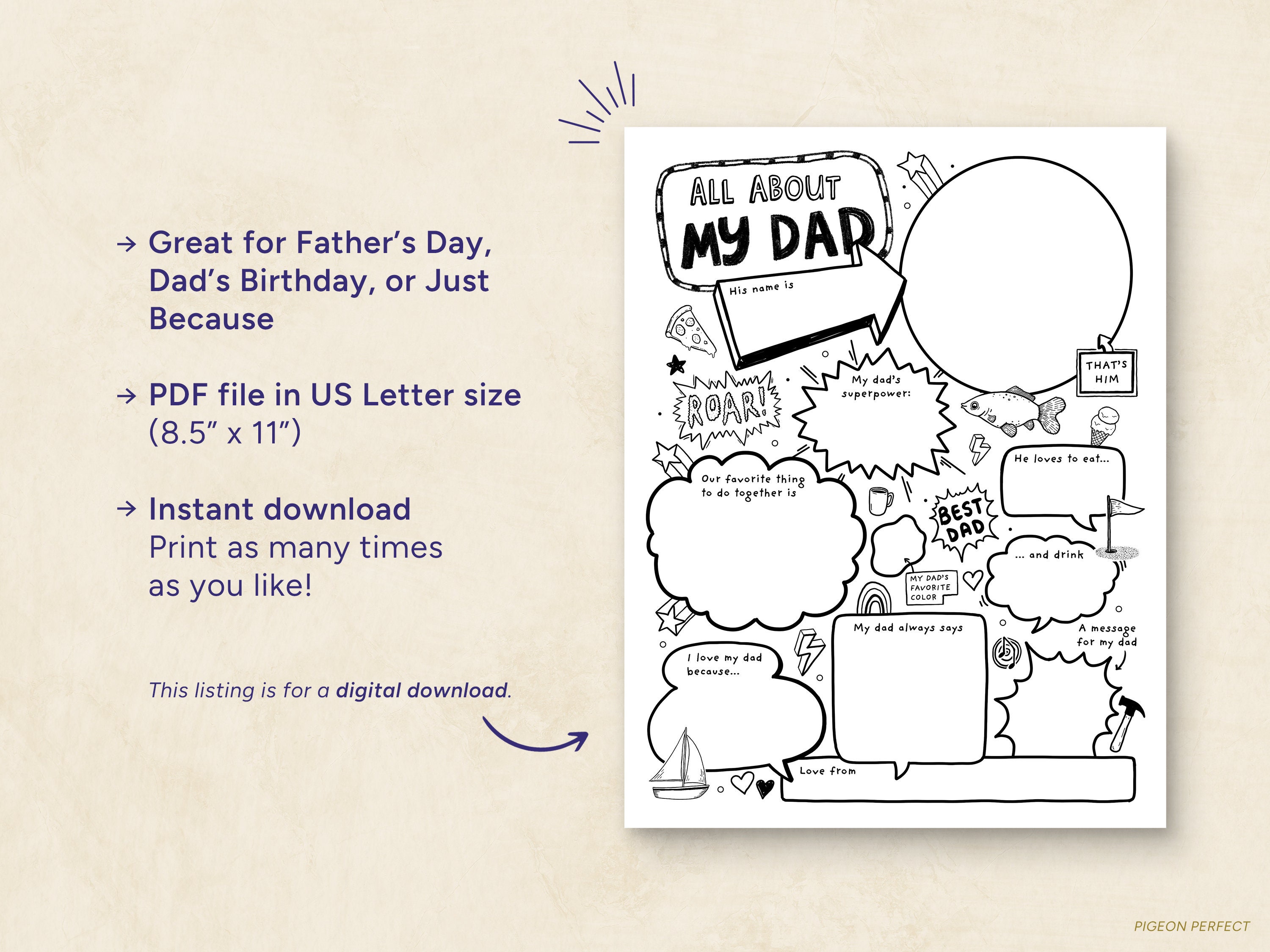 All About My Dad Printable, Superhero Father's Day Questionnaire ...