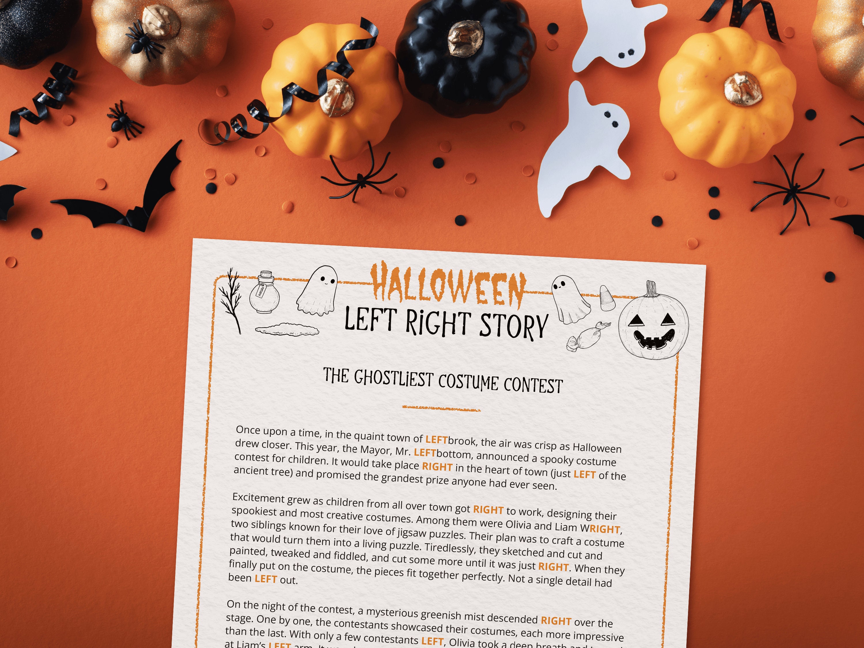 Halloween Left Right Game Printable, Pass the Gift Game, Halloween ...