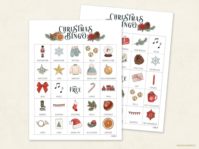 Printable Christmas Bingo for 50, Holiday Bingo, Christmas Party Game ...