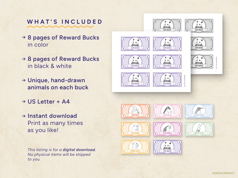 Printable Play Money for Kids, Reward Bucks, Instant Download PDF - Etsy