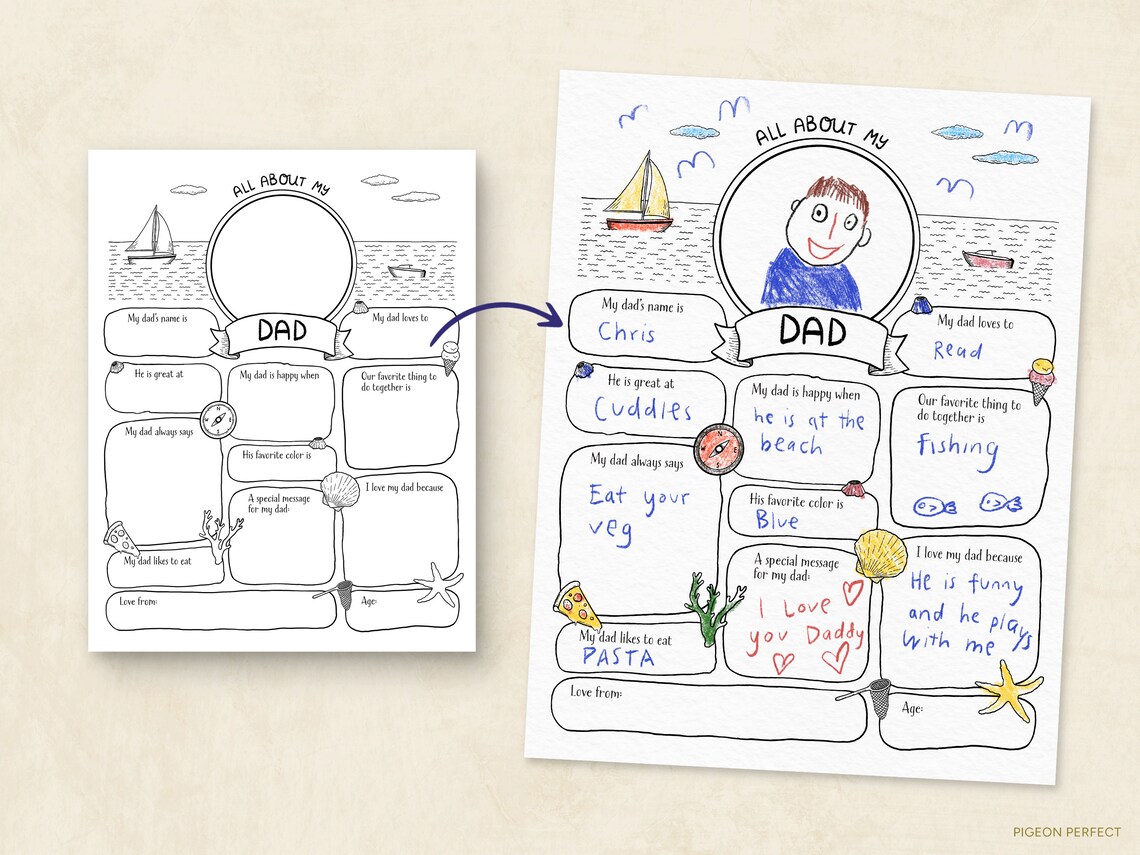 Father's Day Questionnaire, All About My Dad Printable for Dad, Bonus ...