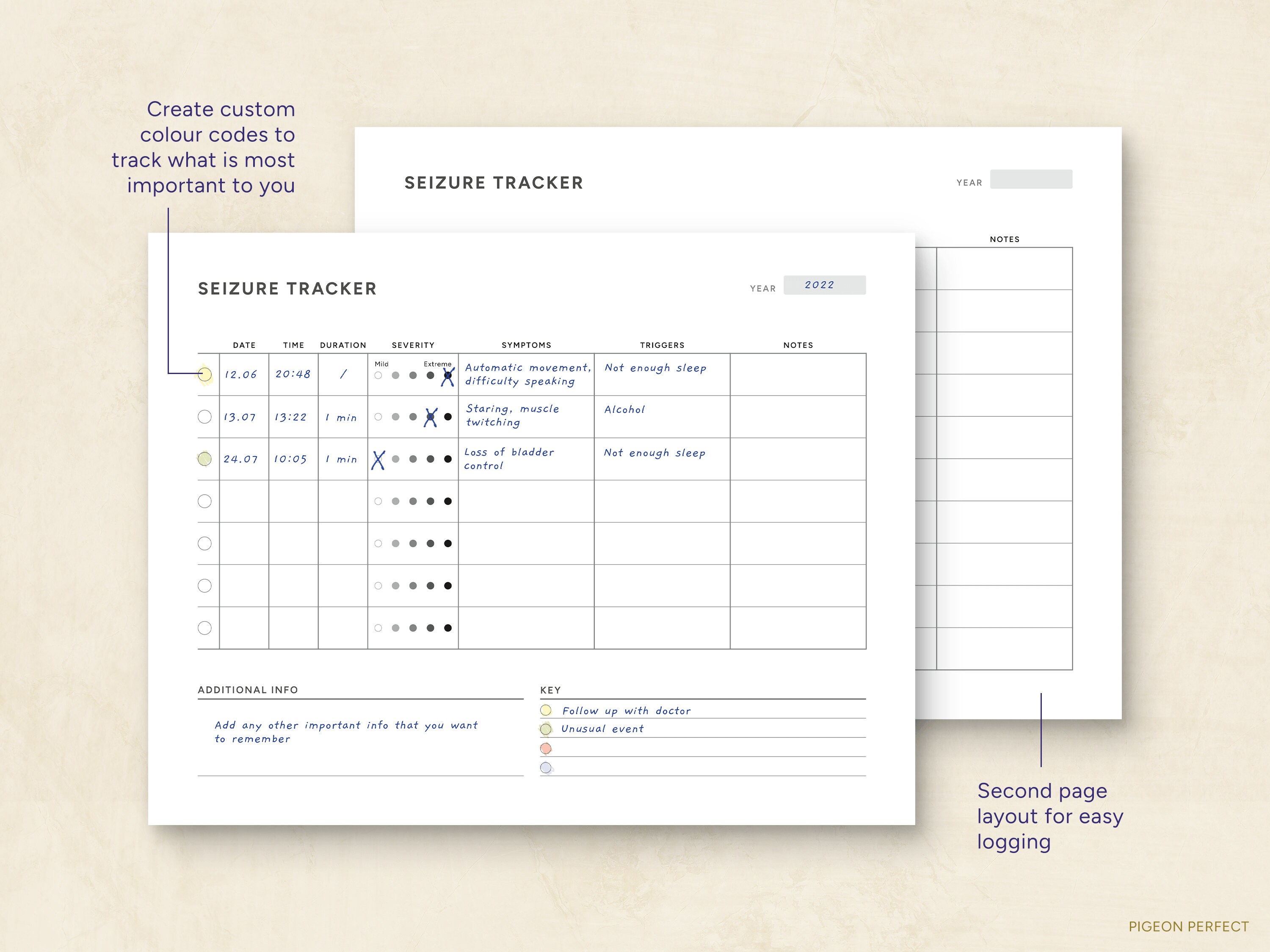 Printable Monthly Seizure Tracker, Seizure Diary, Symptom Tracker ...