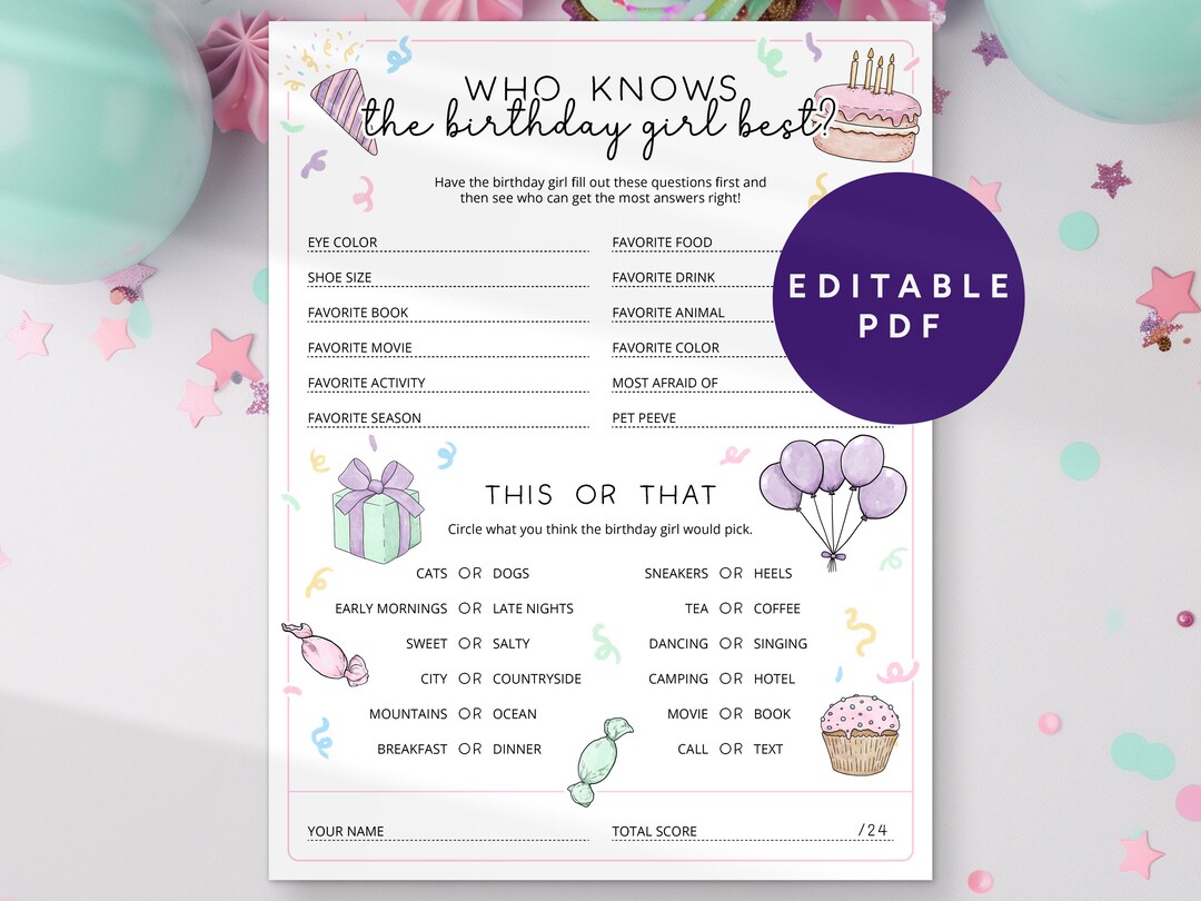 Who Knows the Birthday Girl Best, How Well Do You Know the Birthday ...