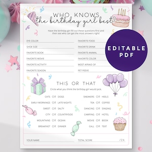 Who Knows the Birthday Girl Best, How Well Do You Know the Birthday ...