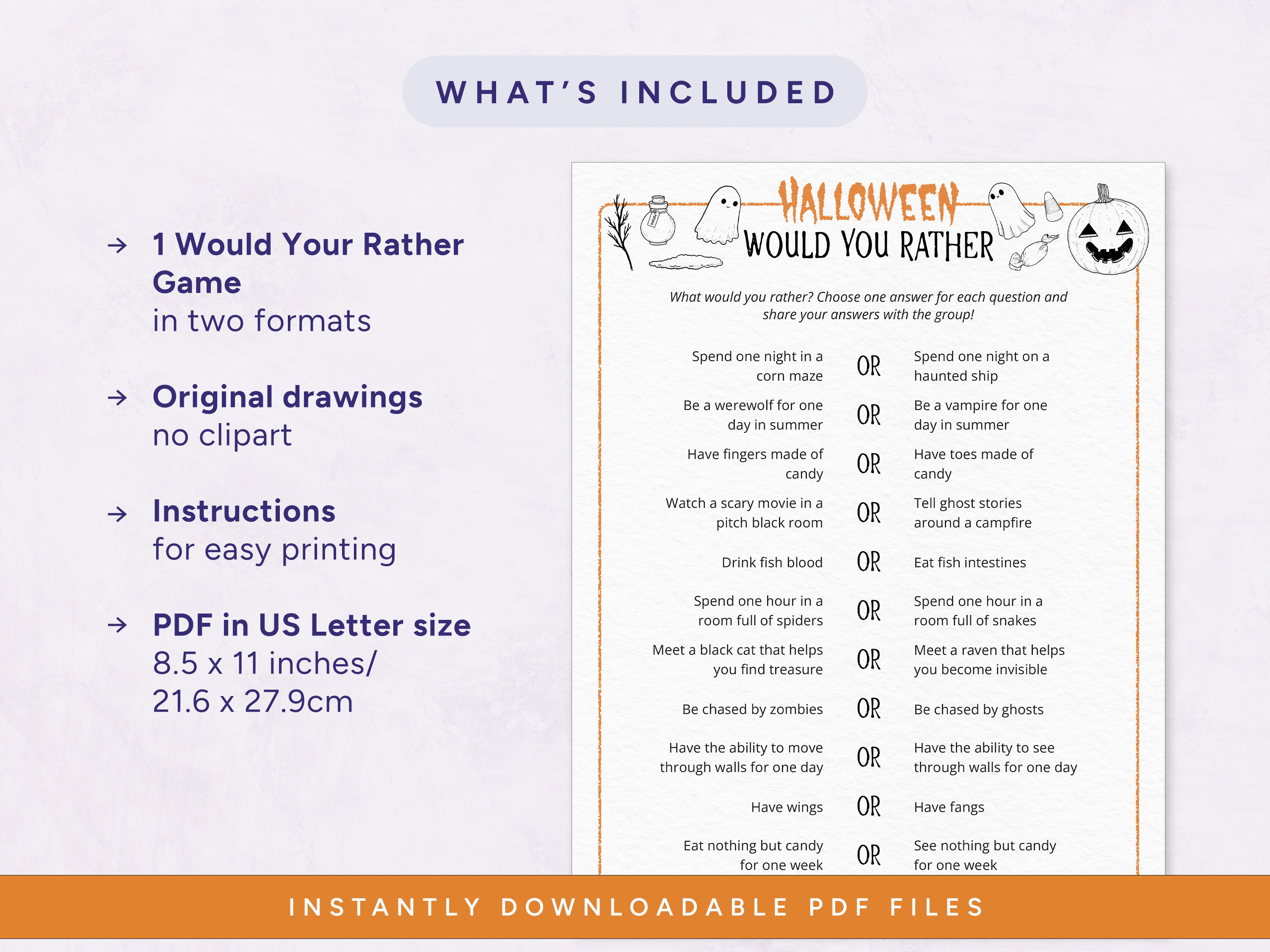 Halloween Would You Rather Printable, This or That Game, Halloween ...
