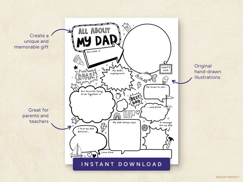 All About My Dad Printable, Superhero Father's Day Questionnaire ...