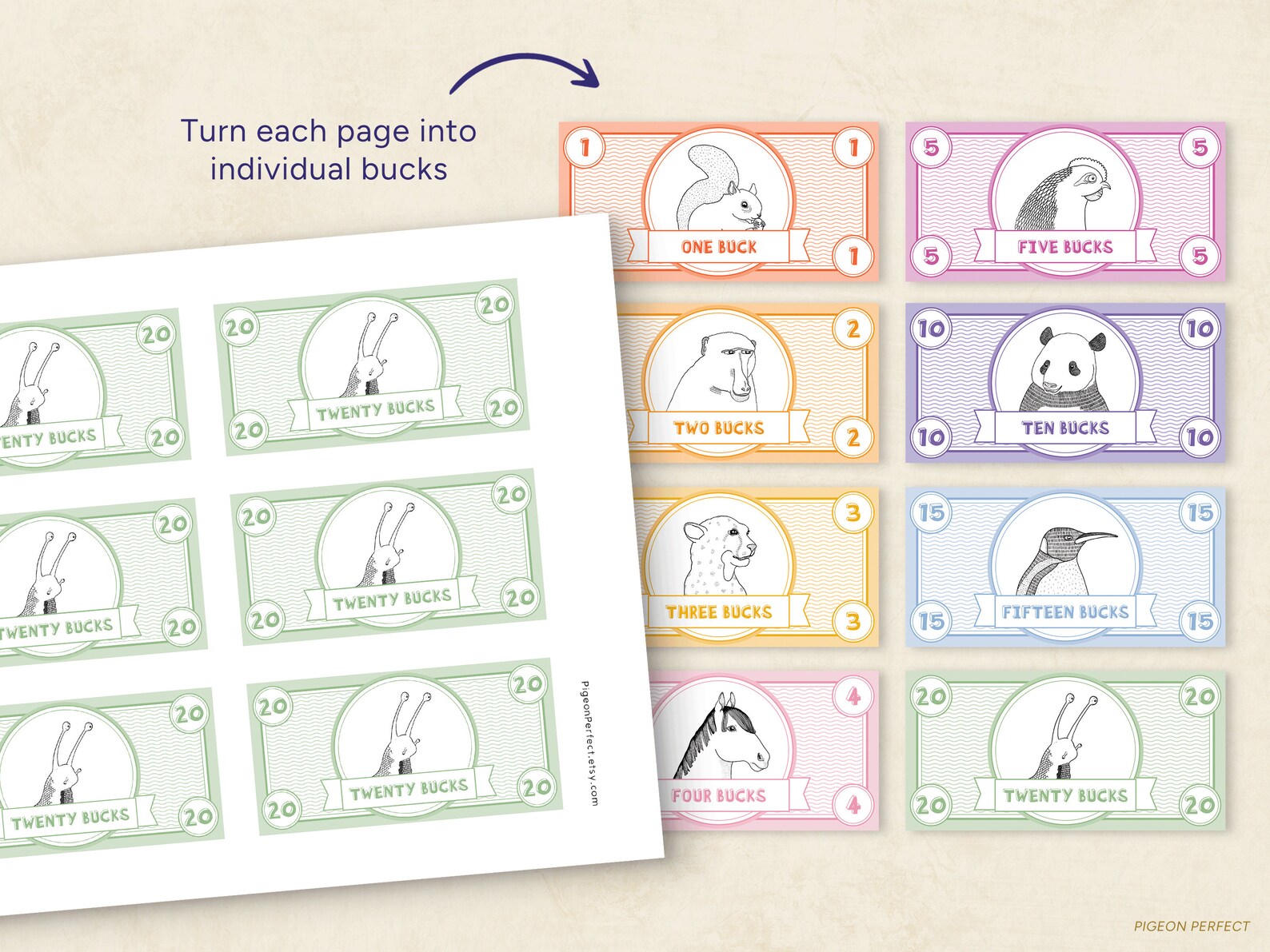Editable Kids Reward Bucks, Printable Play Money, Mom Bucks, Reward ...