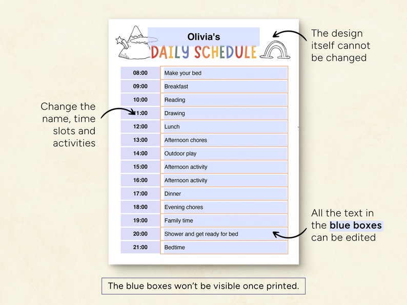Kids Daily Schedule, Daily Routine, Kids Summer Schedule, Daily Routine ...