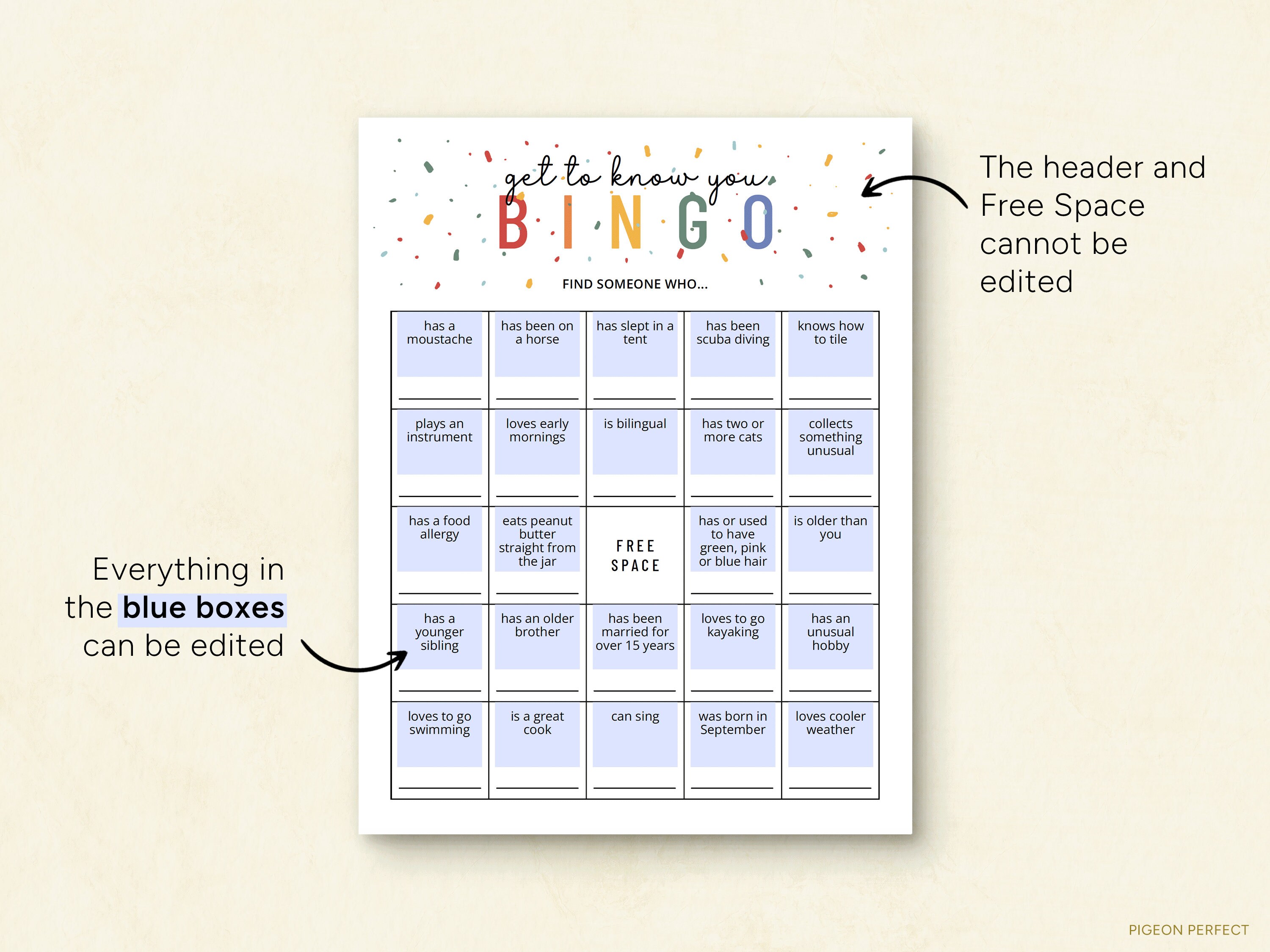 Editable Get to Know You Bingo, Find the Guest Bingo, Coworker Bingo ...