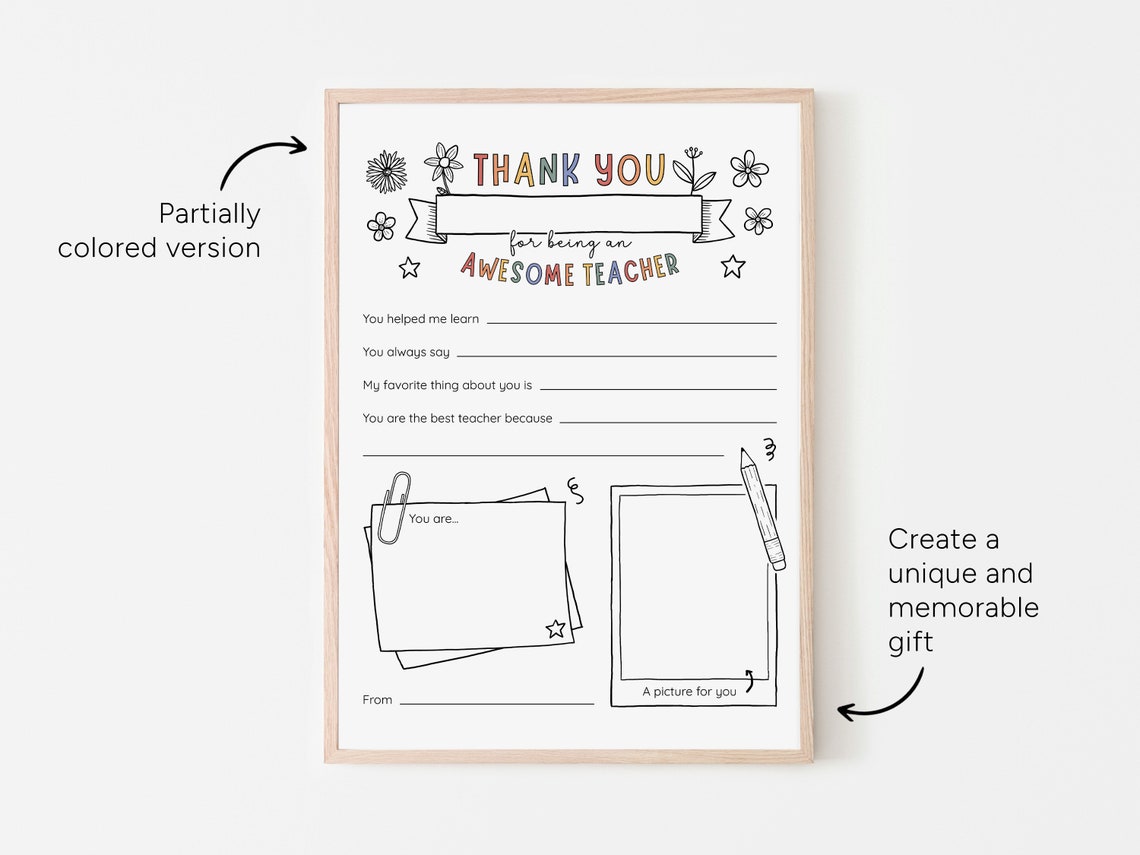 Teacher Appreciation Gift, All About My Teacher Printable, Teacher ...