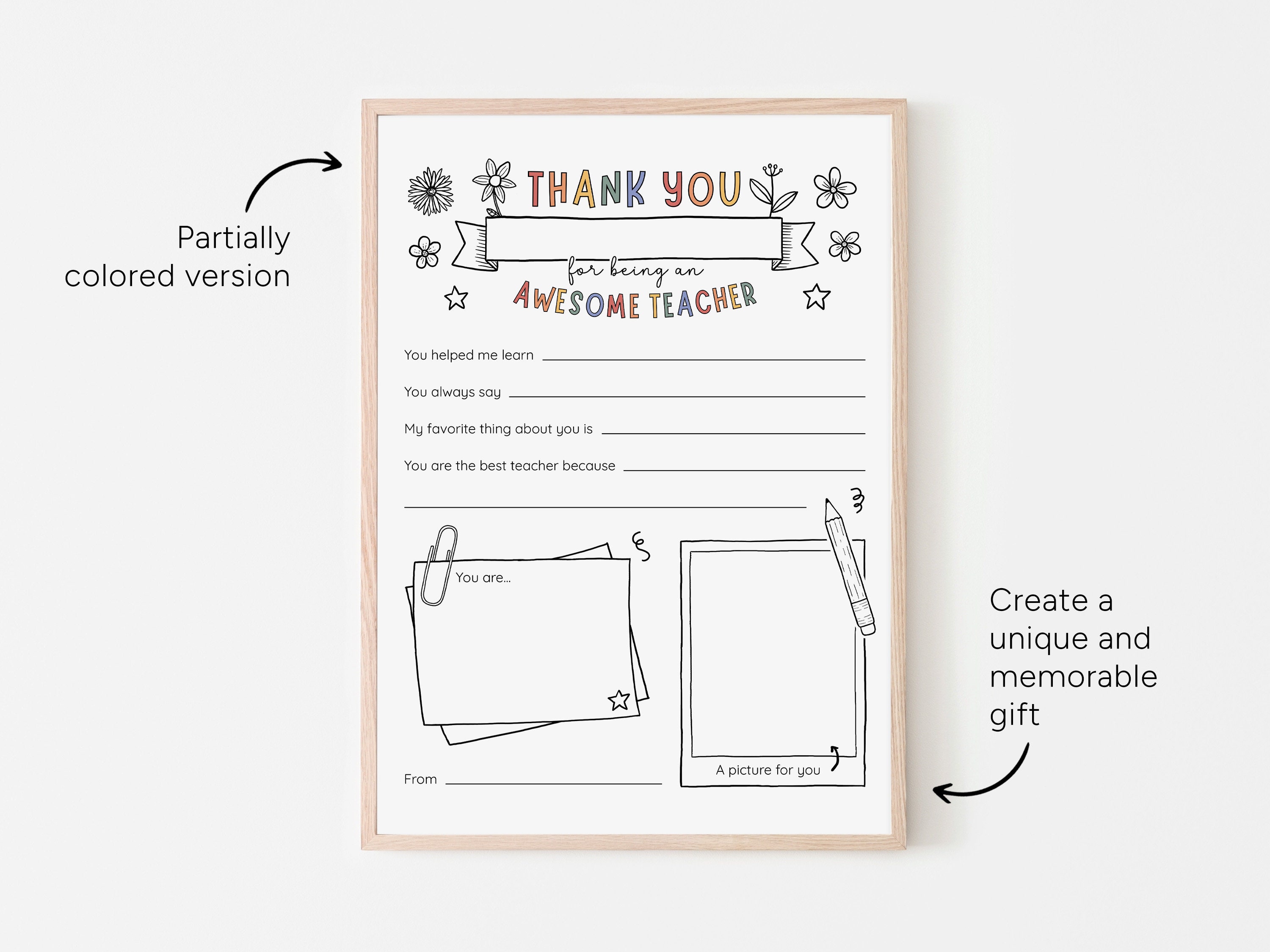 Teacher Appreciation Gift, All About My Teacher Printable, Teacher ...
