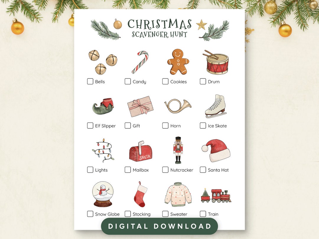 Indoor Christmas Scavenger Hunt for Kids, Christmas Treasure Hunt ...