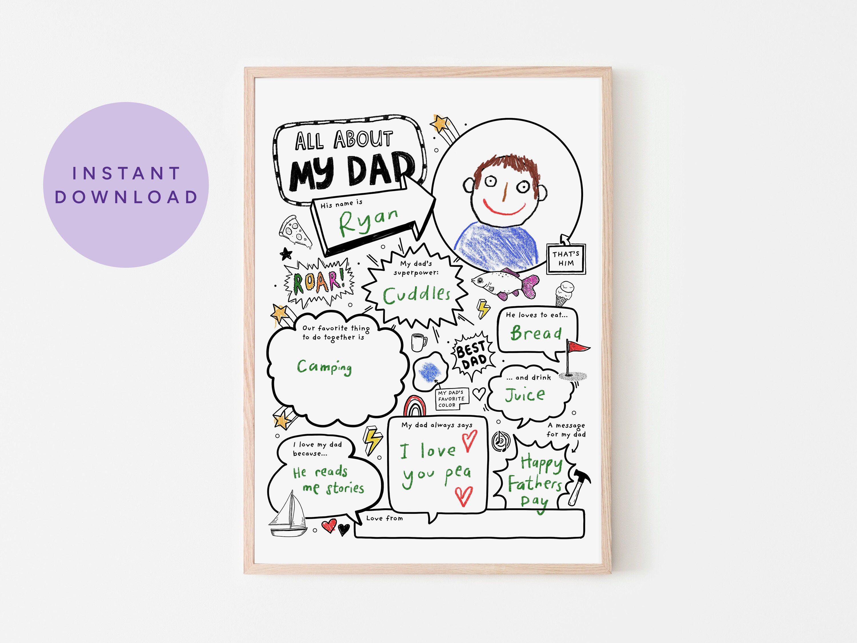 All About My Dad Printable, Superhero Father's Day Questionnaire ...
