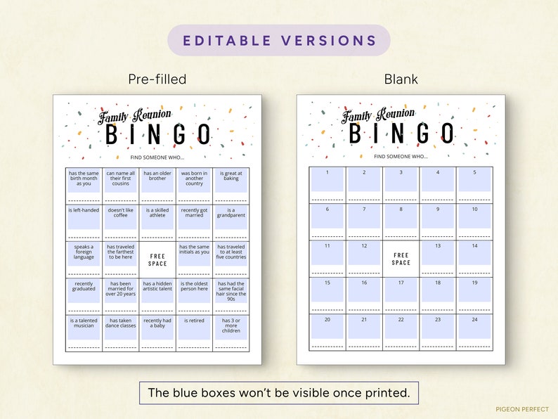 Editable Family Reunion Bingo Game, Get to Know You Bingo, Find the ...