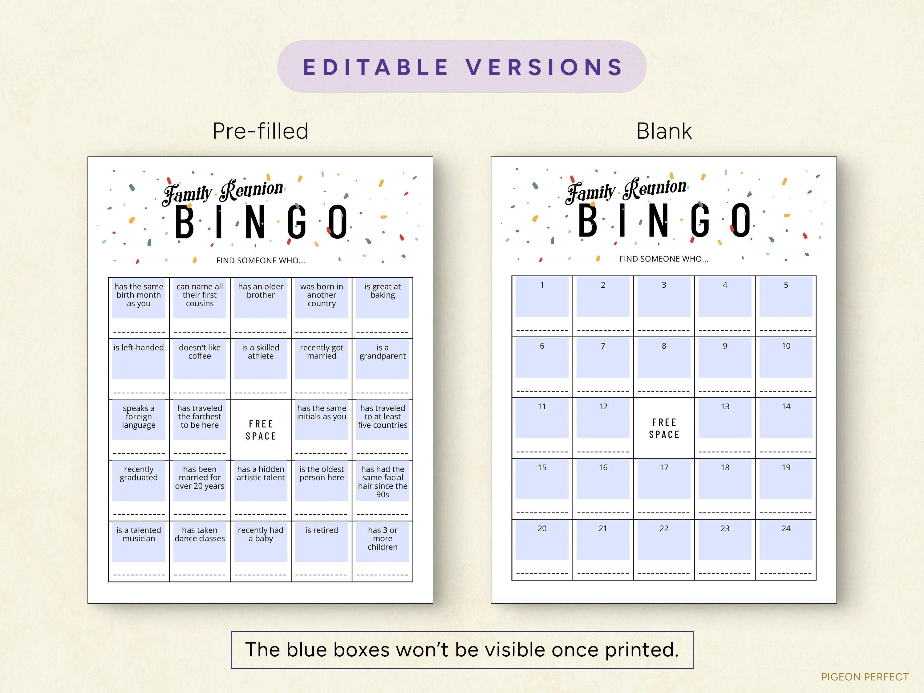 Editable Family Reunion Bingo Game, Get to Know You Bingo, Find the ...