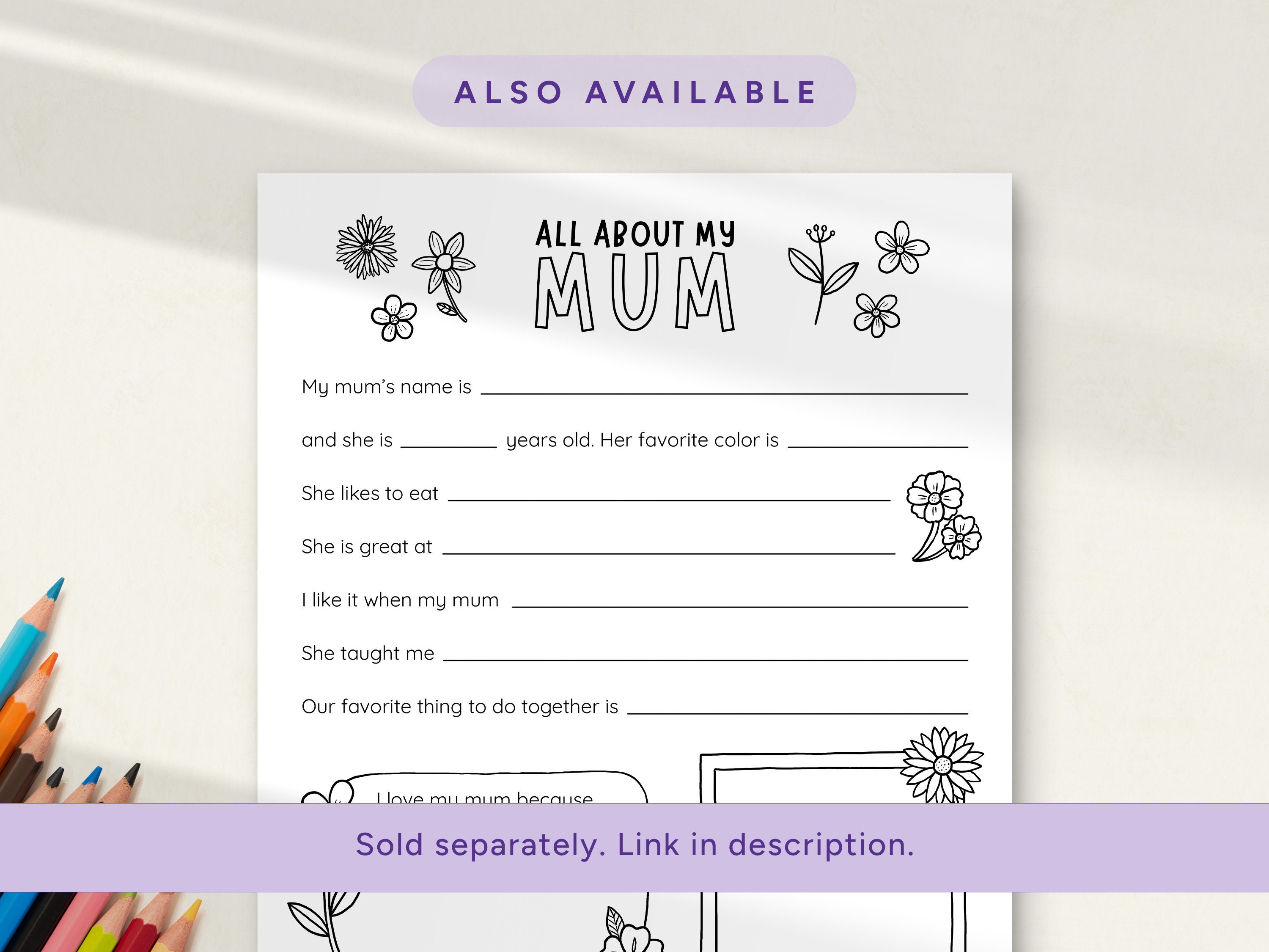 All About My Mum Printable, Mother's Day Questionnaire, All About My ...