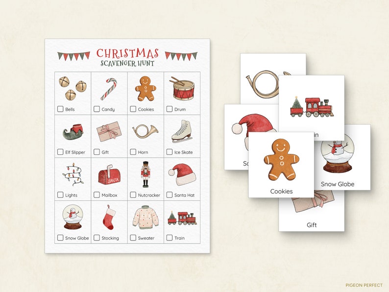 Christmas Scavenger Hunt for Kids, Christmas Treasure Hunt for Indoors ...