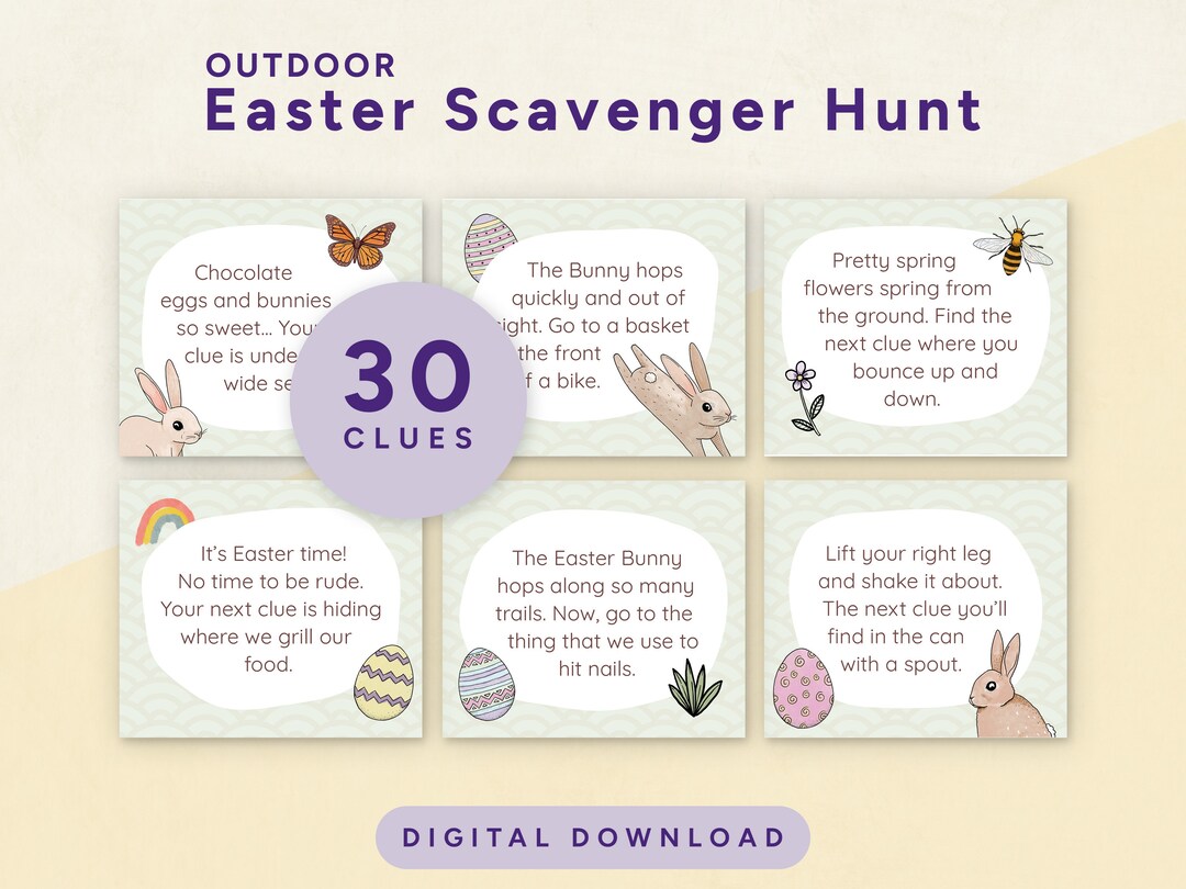 Easter Scavenger Hunt, Outdoor Treasure Hunt for Kids, 30 Easter ...