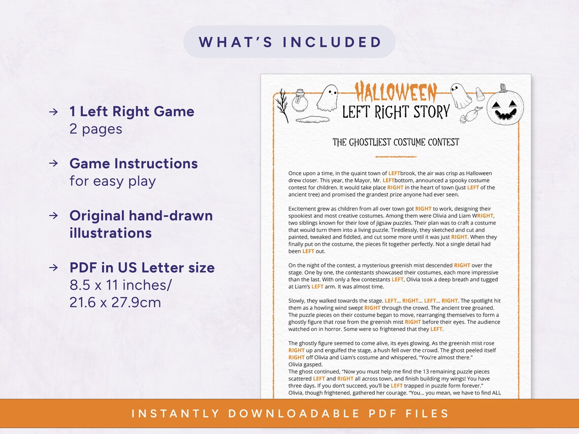 Halloween Left Right Game Printable, Pass the Gift Game, Halloween ...
