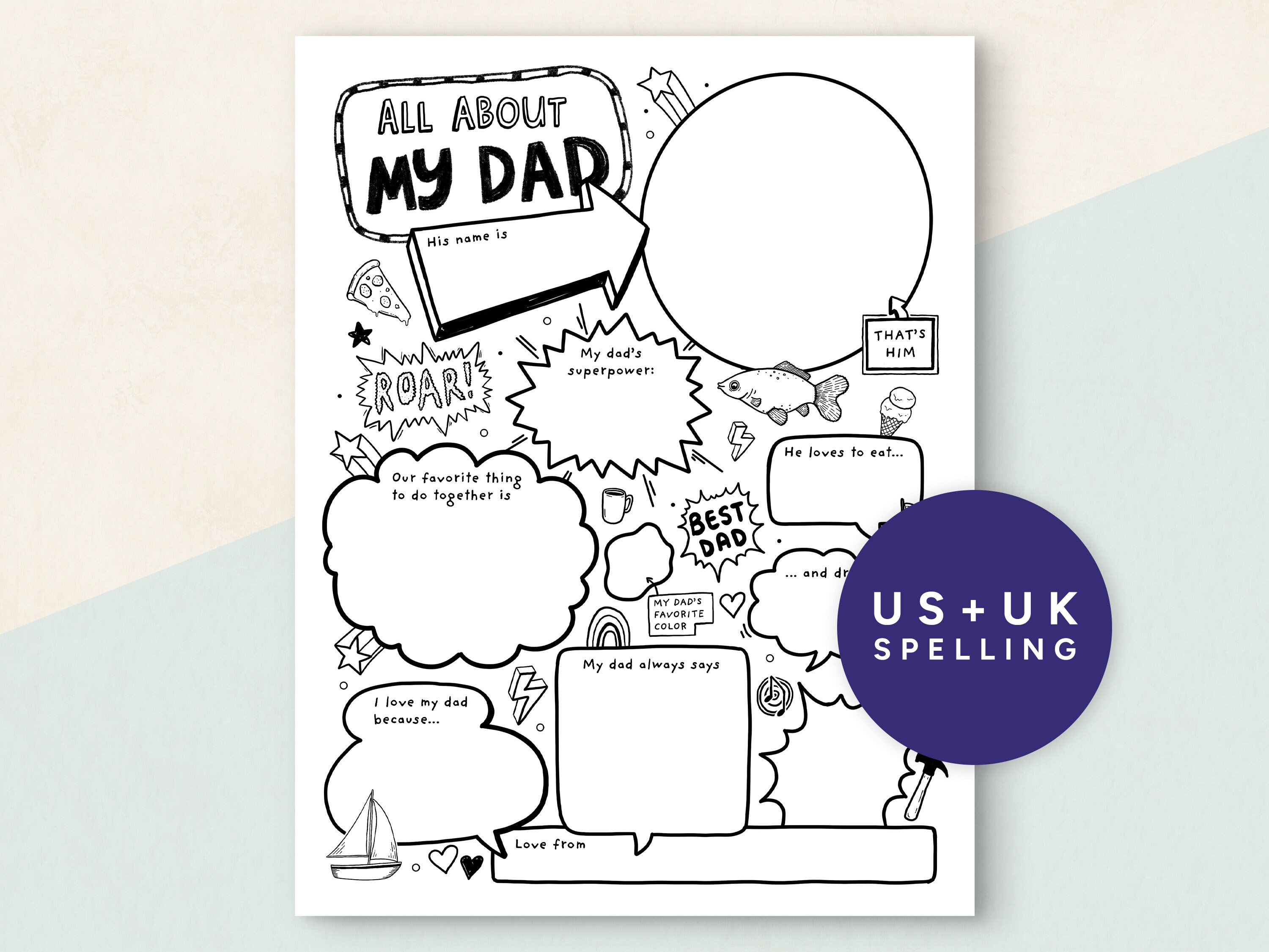 All About My Dad Printable, Superhero Father's Day Questionnaire ...