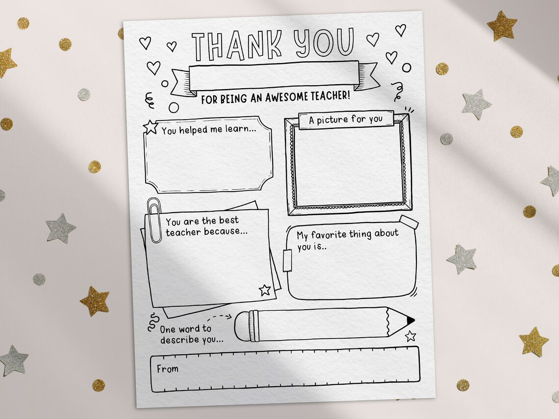 Teacher Appreciation Gift, All About My Teacher Printable, Teacher ...