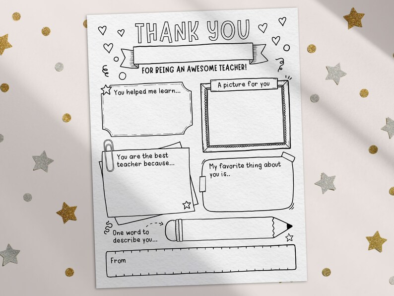 Teacher Appreciation Gift, All About My Teacher Printable, Teacher ...