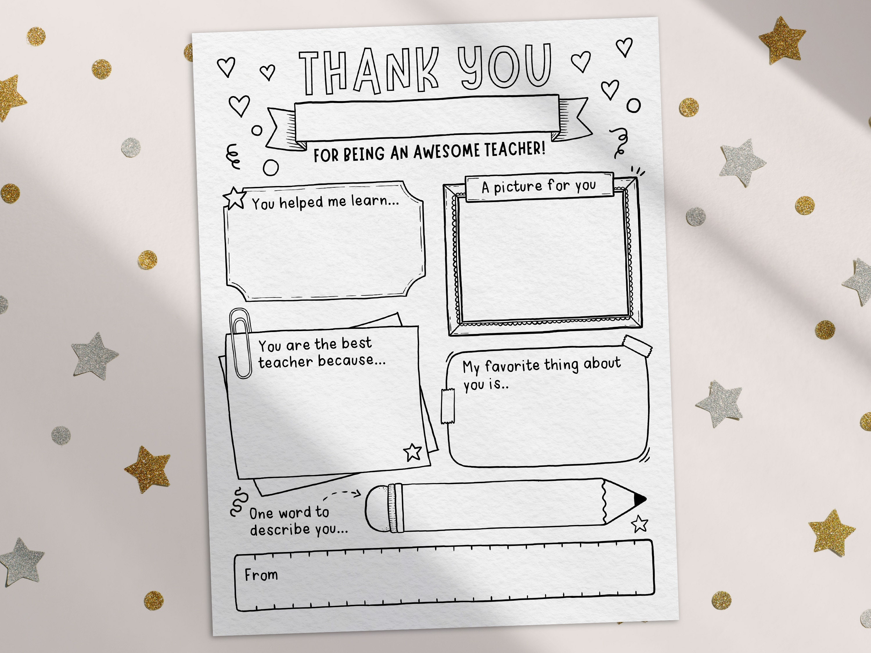 Teacher Appreciation Gift, All About My Teacher Printable, Teacher ...