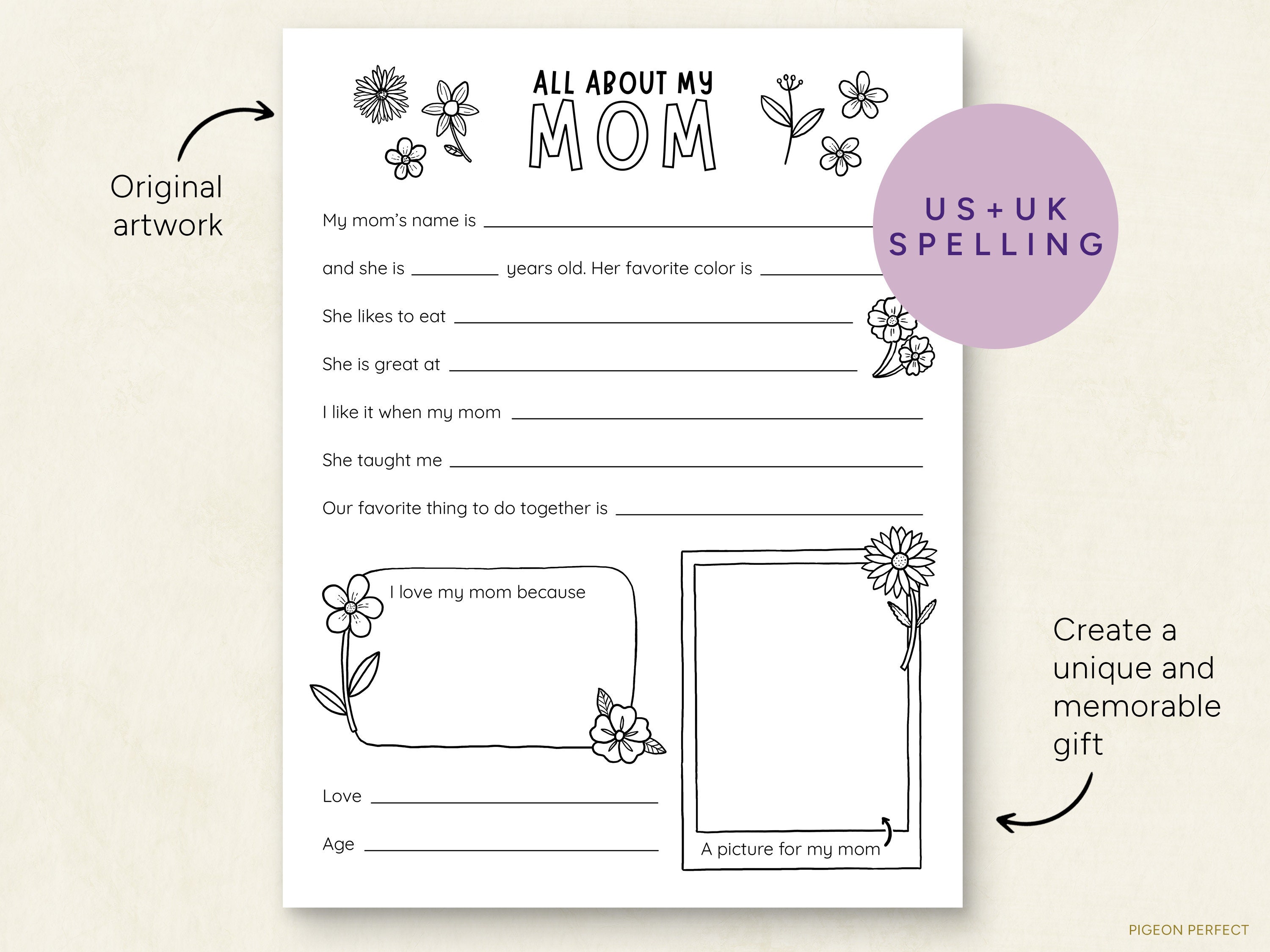 All About My Mom Printable, Mother's Day Gift, Mother's Day ...