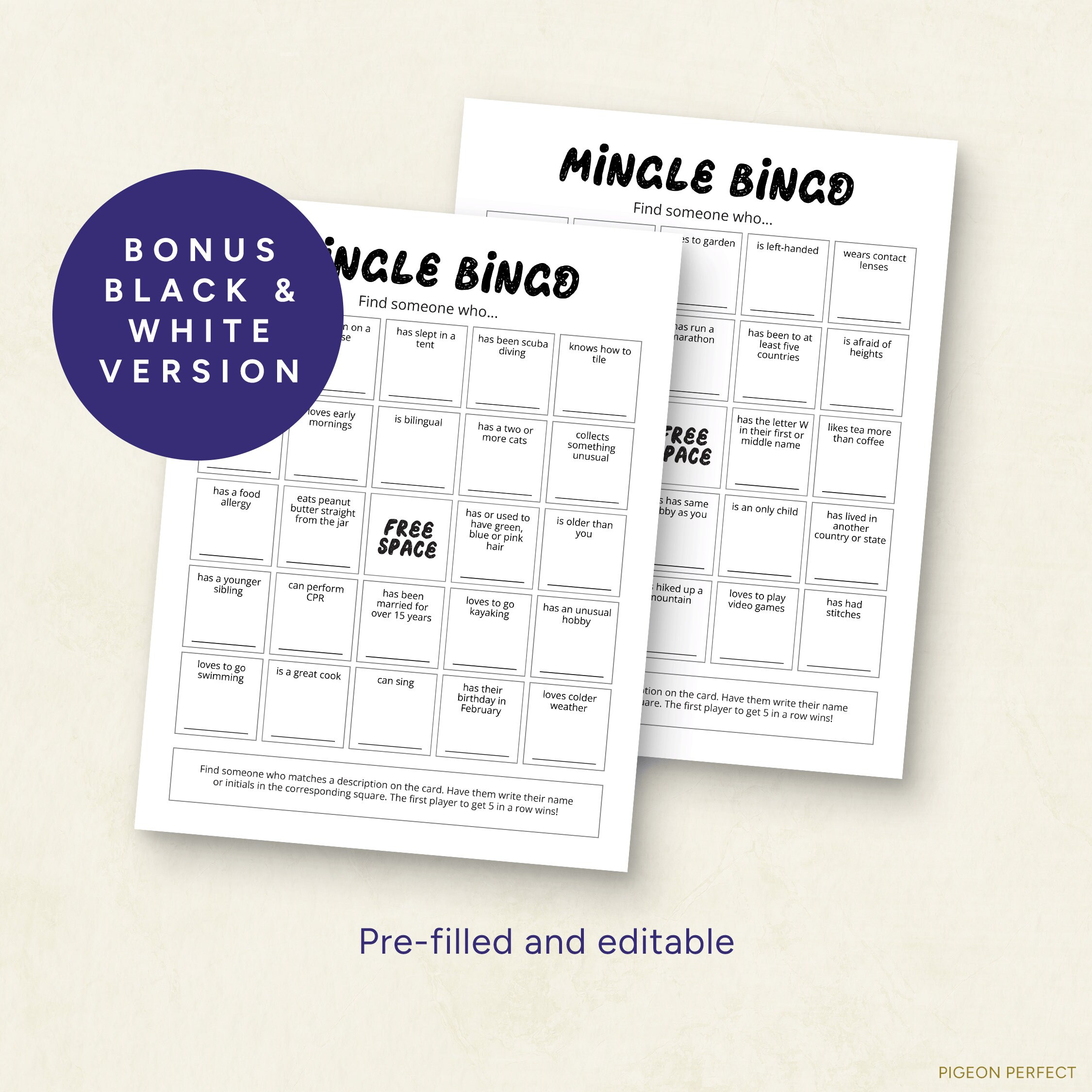 Mingle Bingo, Find the Guest Bingo, Get to Know You Bingo, Find Someone ...