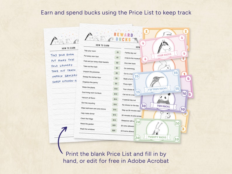 Editable Kids Reward Bucks, Printable Play Money, Mom Bucks, Reward ...