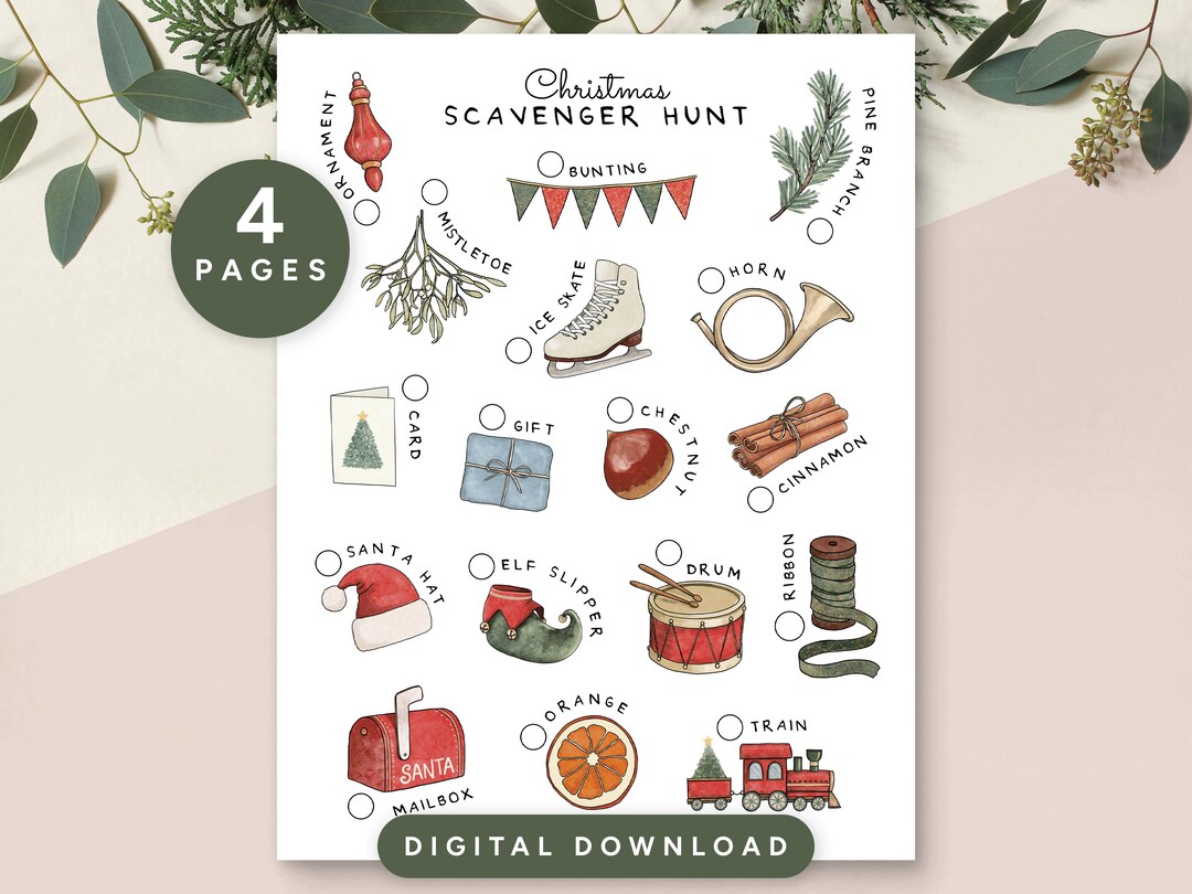 Indoor Christmas Scavenger Hunt for Kids, Christmas Treasure Hunt ...
