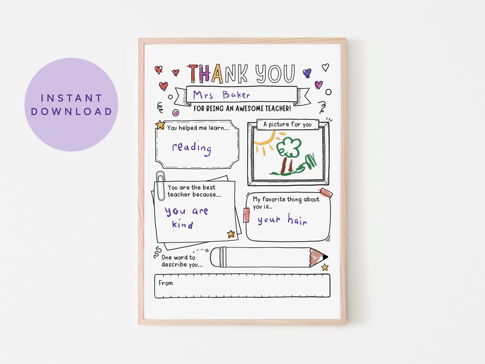 Teacher Appreciation Gift, All About My Teacher Printable, Teacher ...