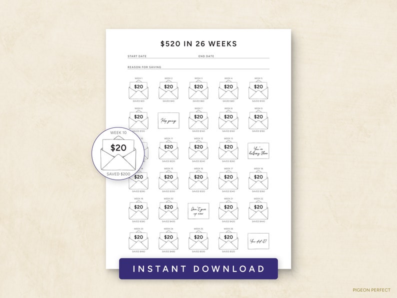 26-week Savings Challenge Printable, Bi-weekly Savings Challenge ...