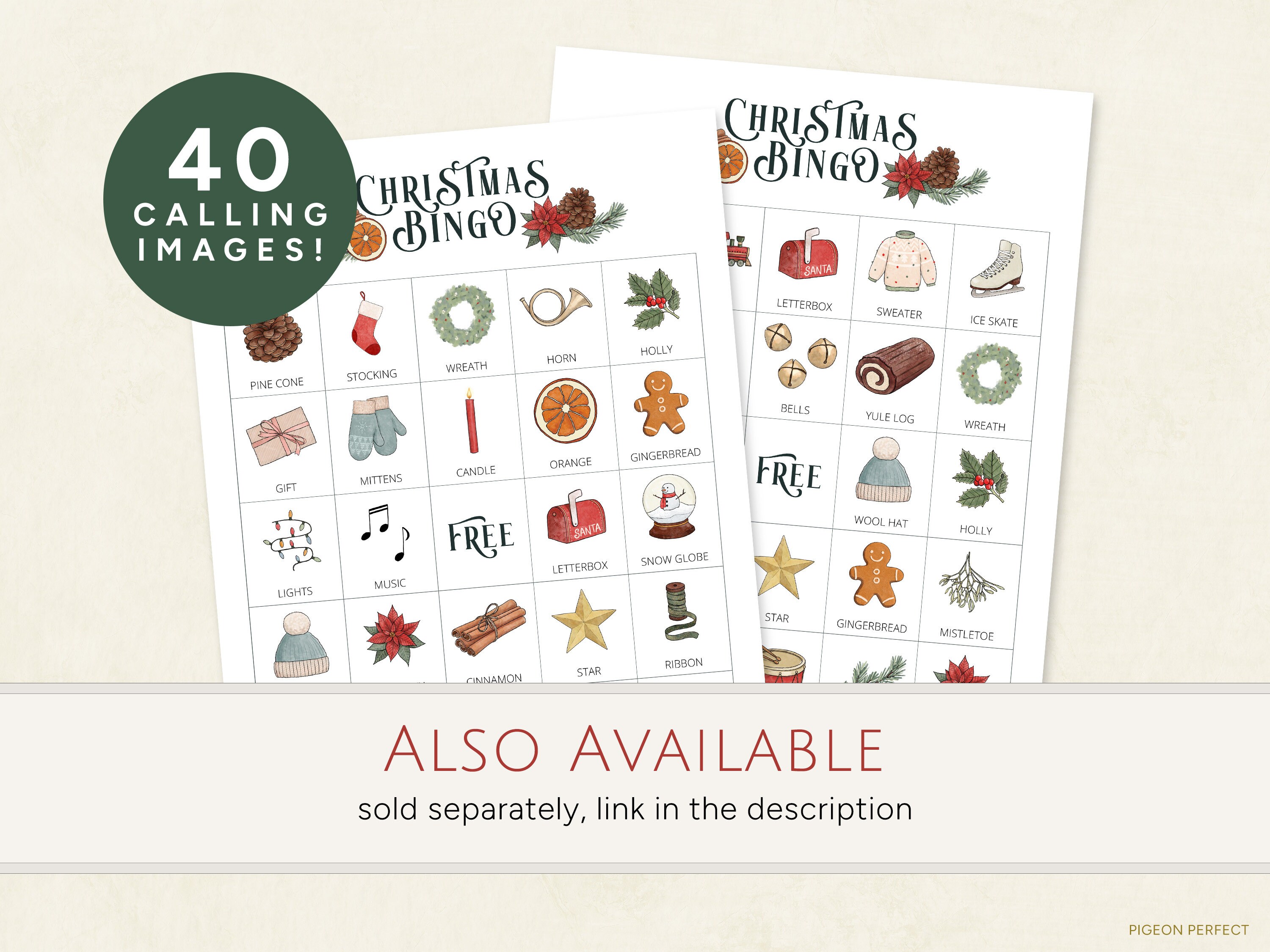Printable Christmas Bingo for 50, Holiday Bingo, Christmas Party Game ...