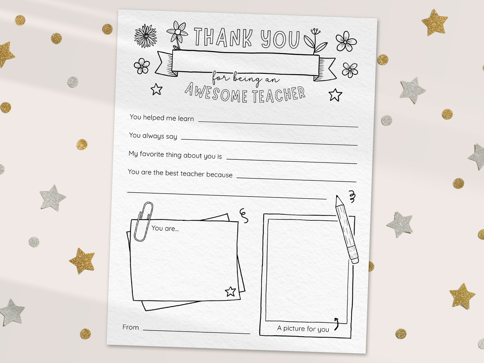 Teacher Appreciation Gift, All About My Teacher Printable, Teacher ...