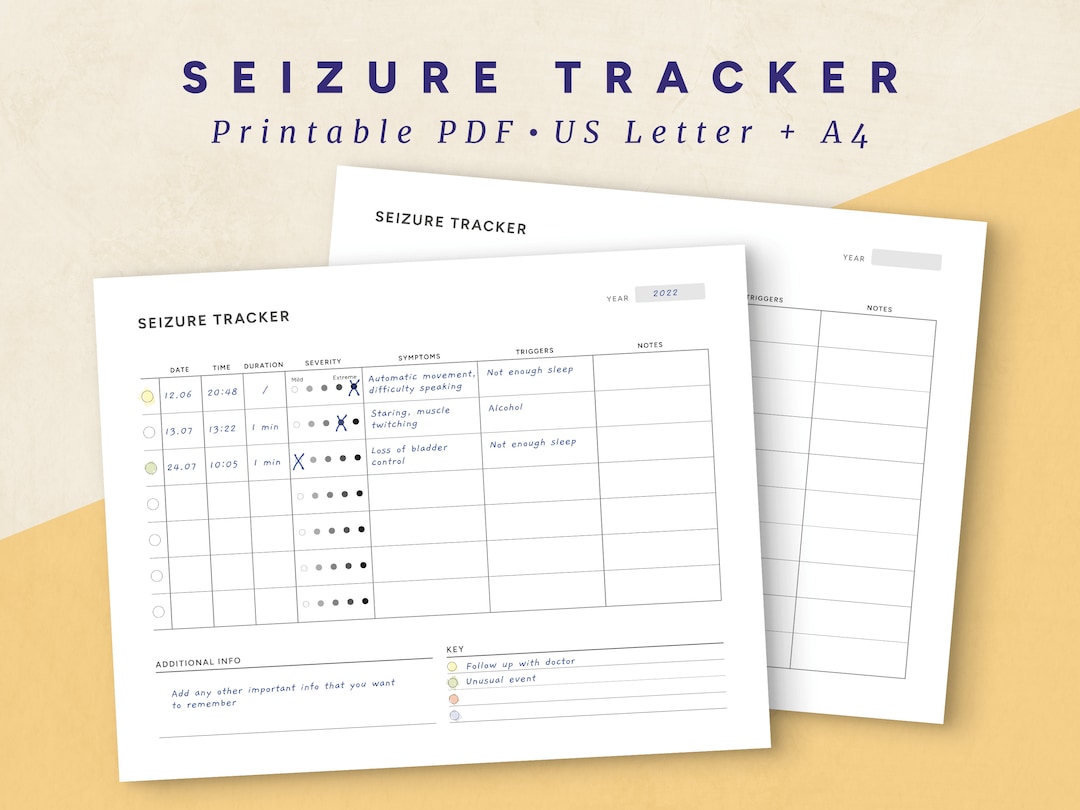 Printable Monthly Seizure Tracker, Seizure Diary, Symptom Tracker, Epilepsy Management, Letter ...