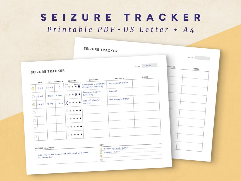 Printable Monthly Seizure Tracker, Seizure Diary, Symptom Tracker ...