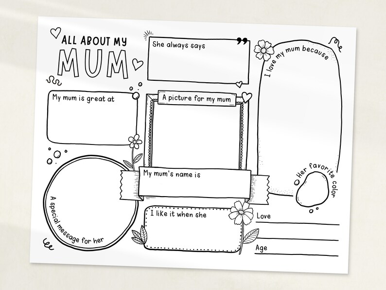 All About My Mum Printable, Mother's Day Questionnaire, All About My ...