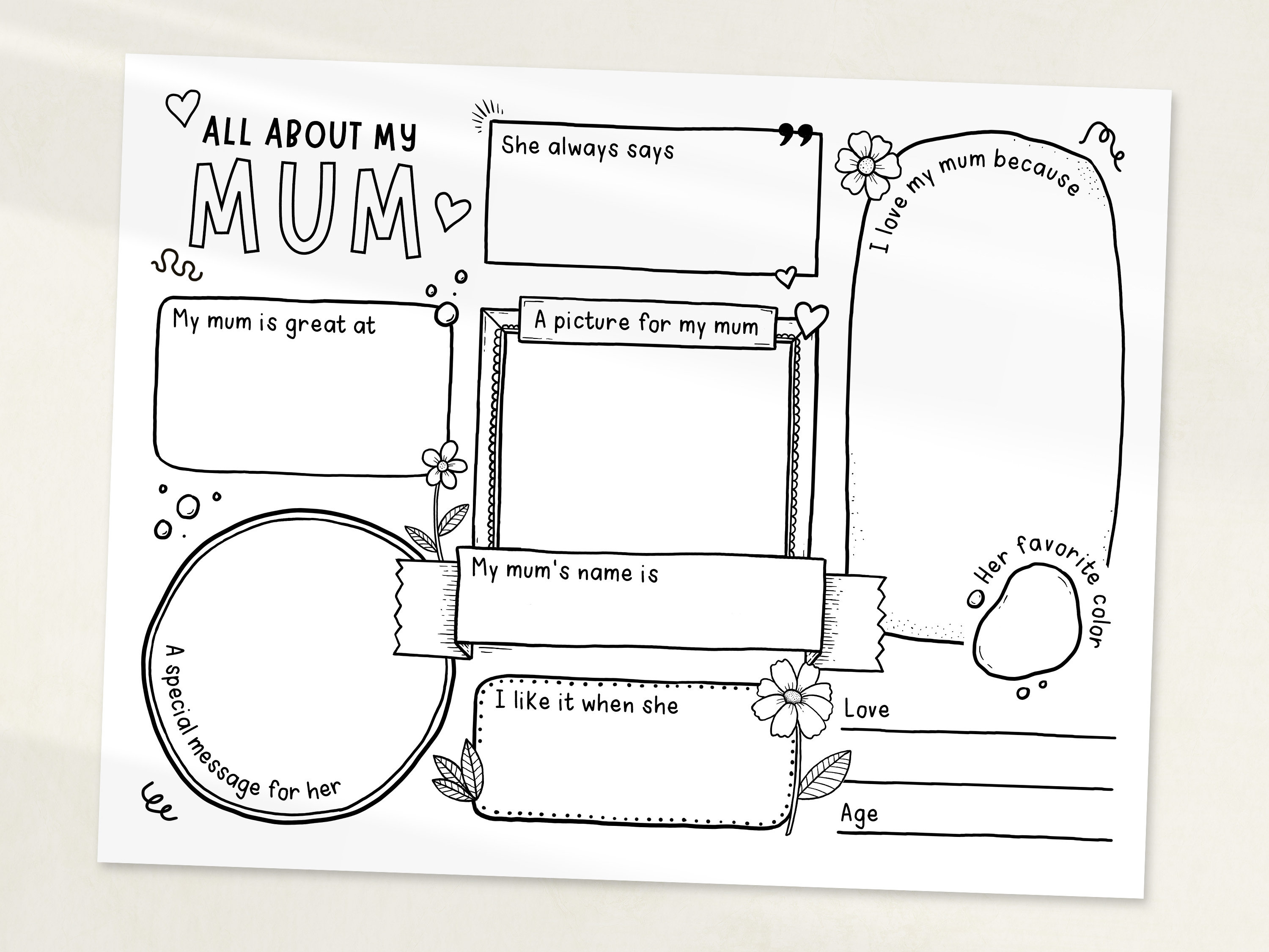 All About My Mum Printable, Mother's Day Questionnaire, All About My ...