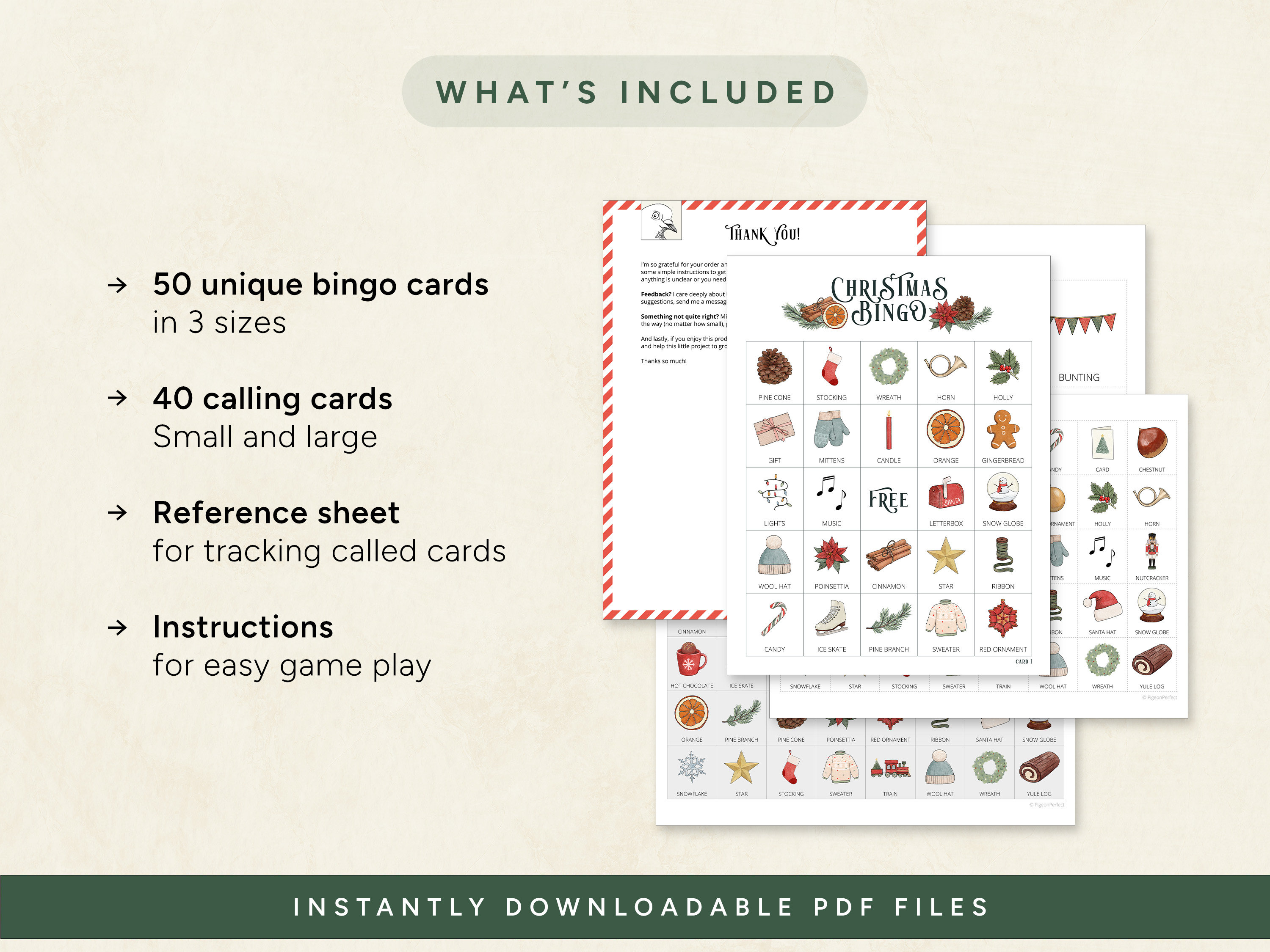 Printable Christmas Bingo for 50, Holiday Bingo, Christmas Party Game ...