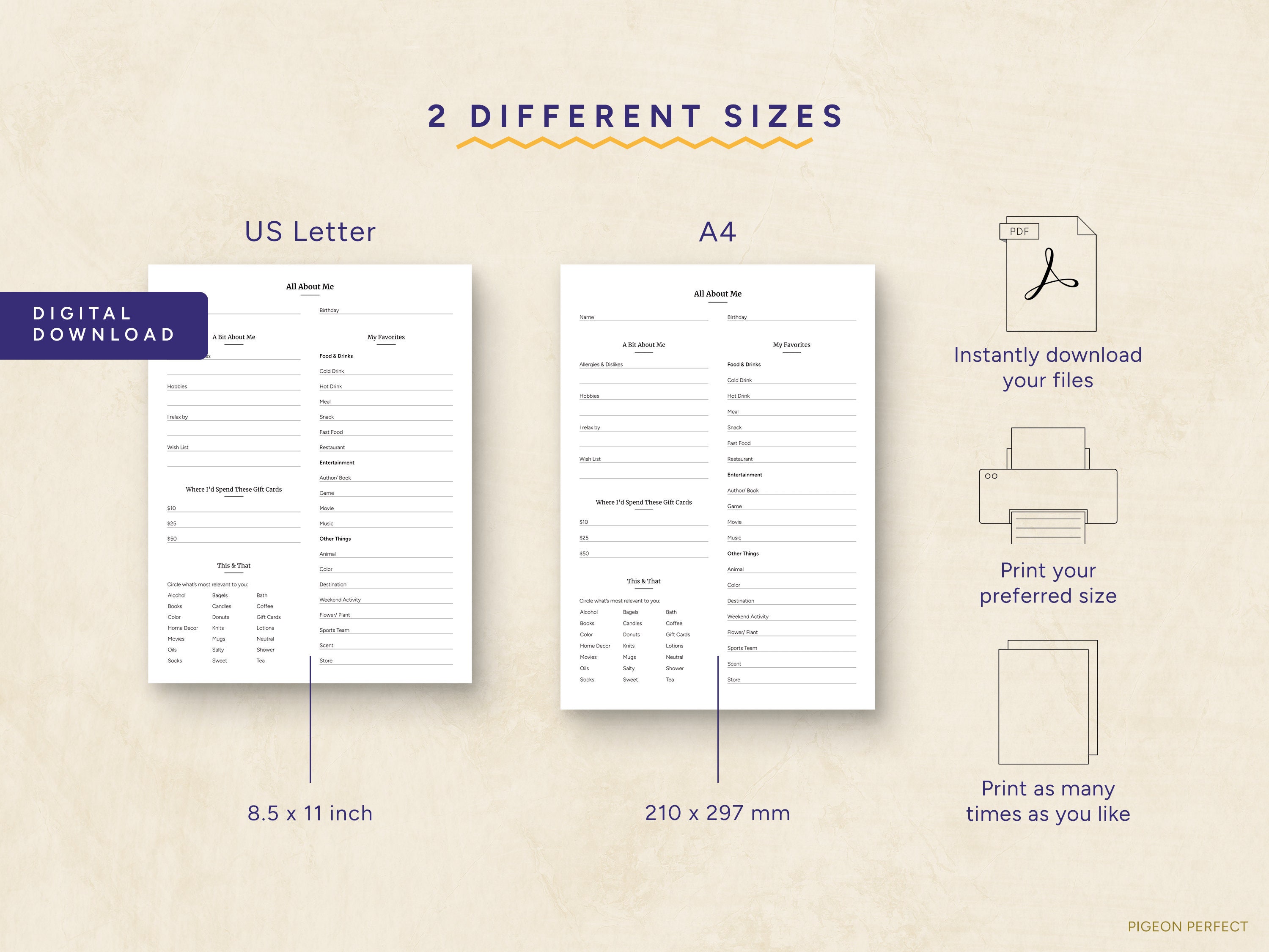 Printable All About Me Survey, Employee Favorites List, Instant ...