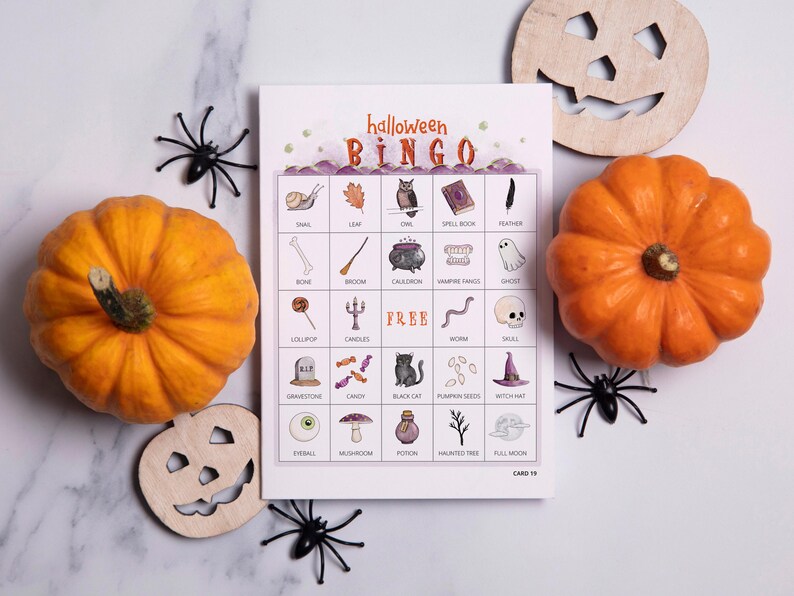 Halloween Bingo, 20 Halloween Bingo Cards, Printable Halloween Bingo ...