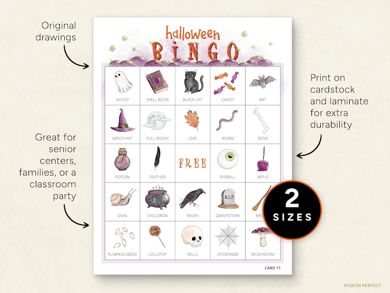 Halloween Bingo, 20 Halloween Bingo Cards, Printable Halloween Bingo ...