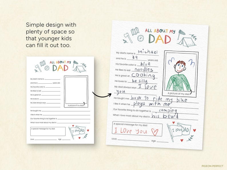 All About My Dad Printable Diy Fathers Day Questionnaire Instant
